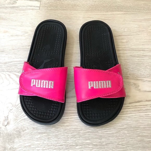 Puma | Shoes | Puma Hot Pink Glitter Sport Slide Adjustable Strap ...